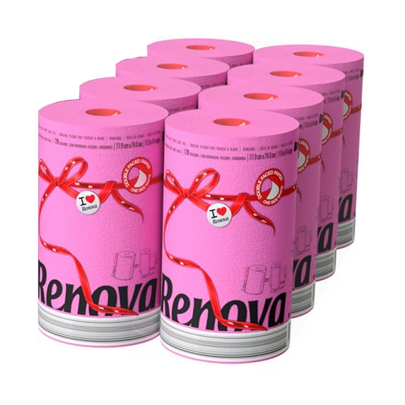 Renova Pink Paper Towels, 8 Rolls, 120 Sheets Per Roll - Walmart.com