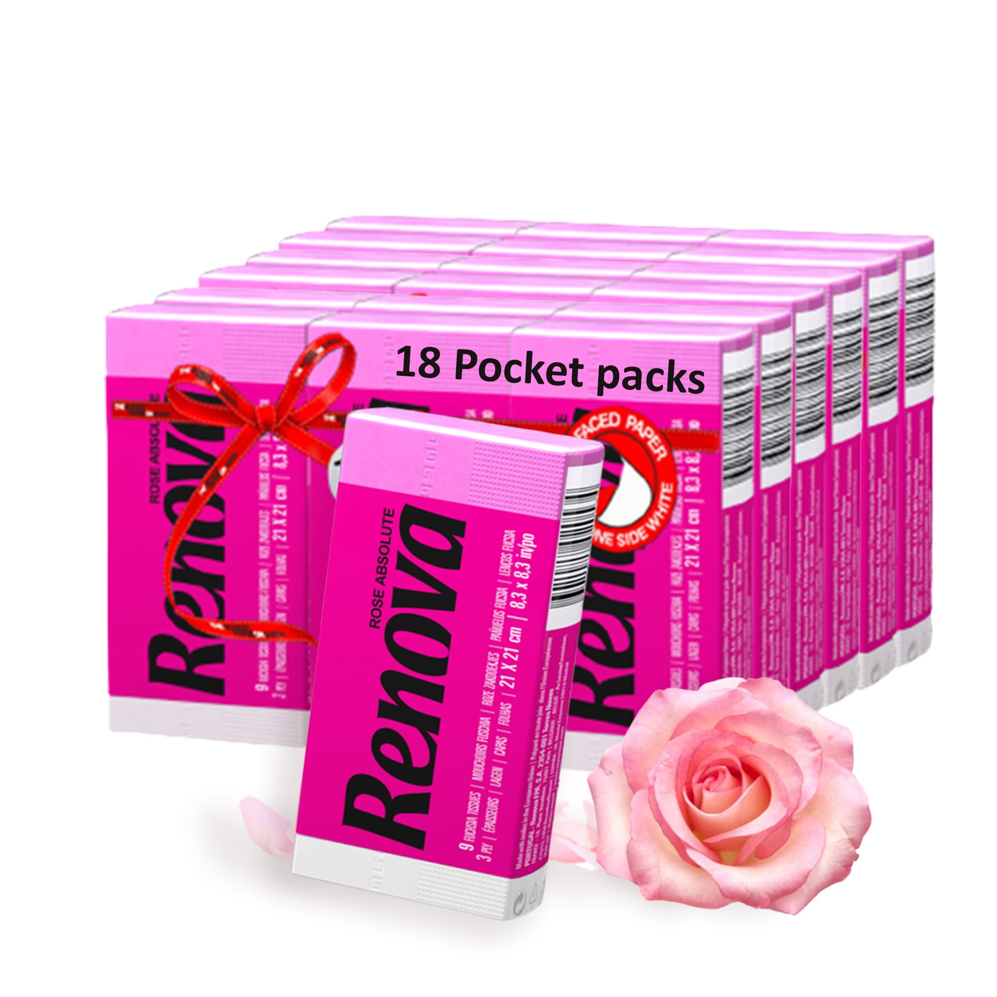 Renova Pink Rose Pocket Facial Tissue, 18 Packs, 9 Tissues Per Pack ...