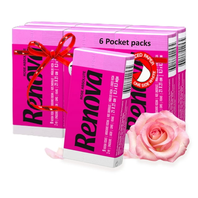 Renova Pink Rose Pocket Facial Tissue, 6 Packs, 9 Tissues Per Pack - Walmart.com