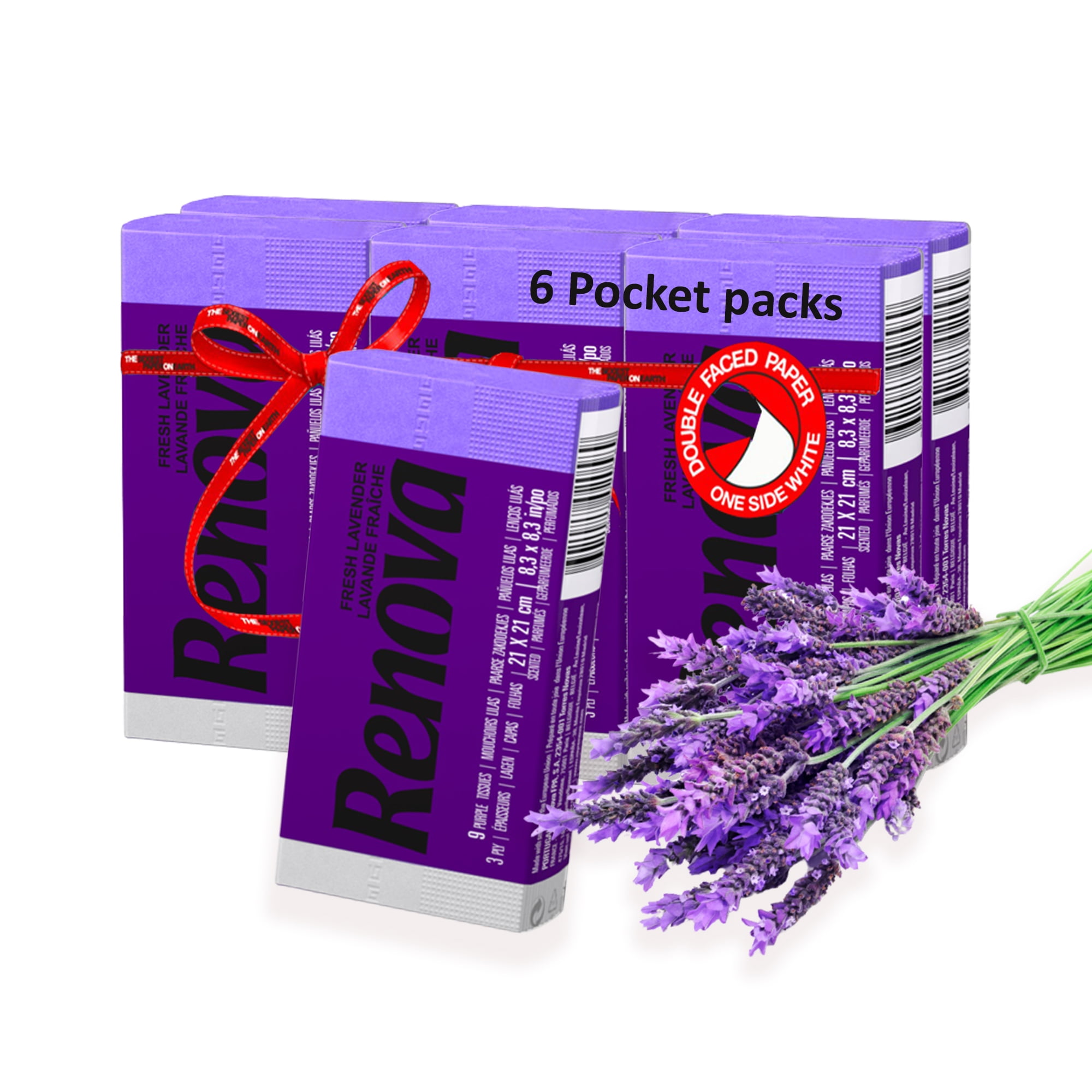 Renova Purple Lavender Pocket Facial Tissue, 6 Packs, 9 Tissues Per ...
