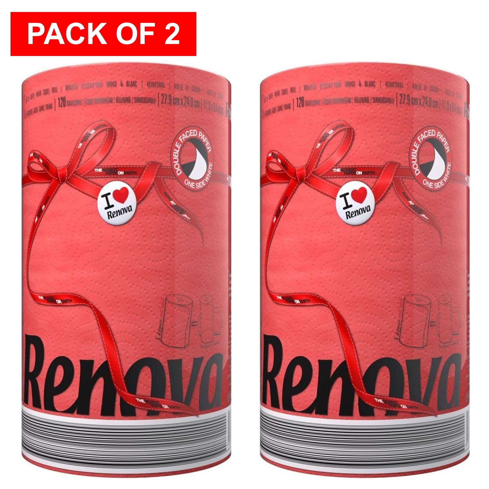 Renova Red Label Kitchen Paper Towels, 1 Roll 120 Sheets (Pack of 2 ...