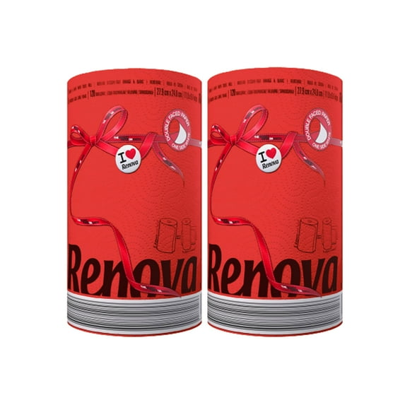 Renova Red Paper Towels, 2 Rolls, 120 Sheets Per Roll - Walmart.com