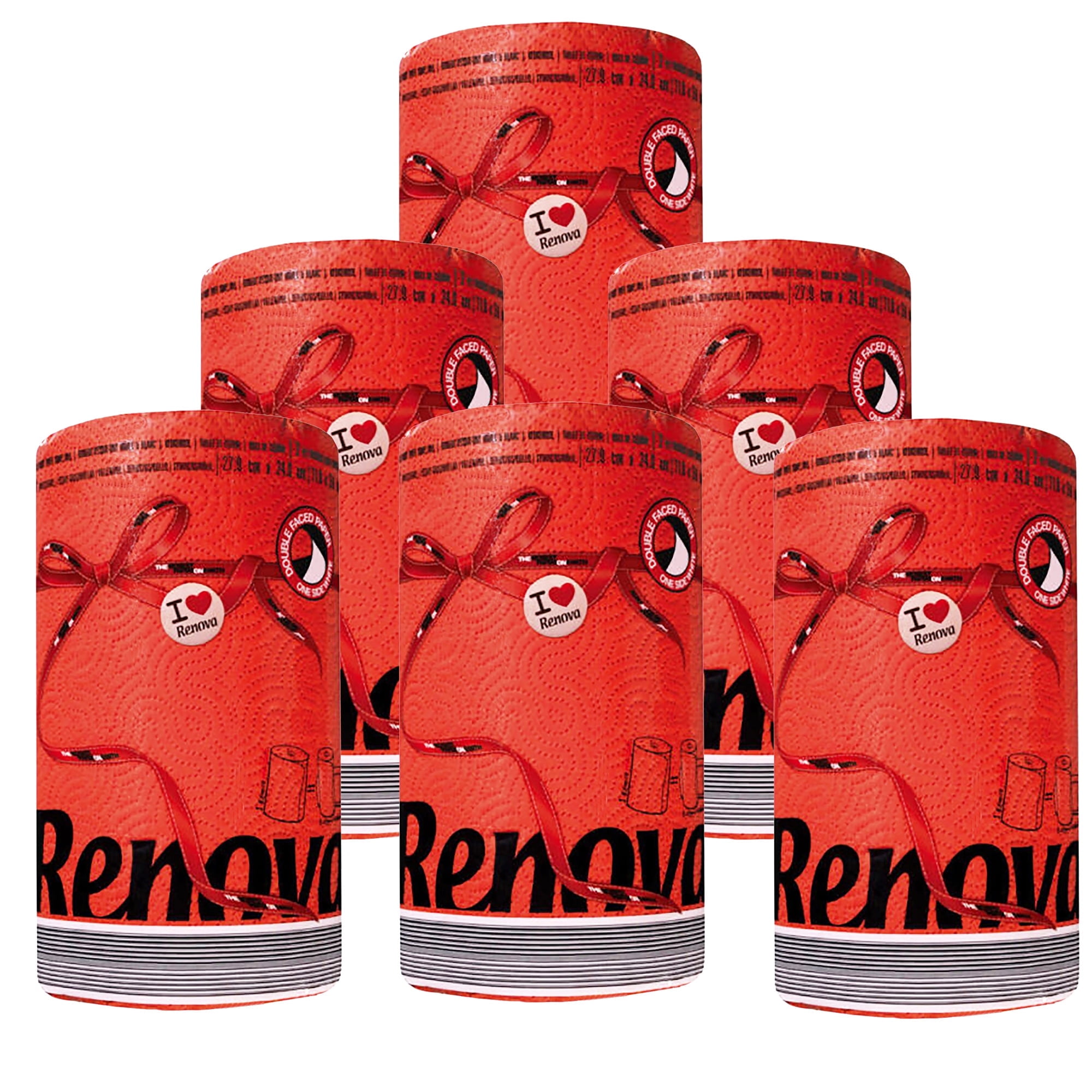 Renova Strong Red Paper Towels, 6 Jumbo Rolls, 120 2-Ply Sheets Per ...