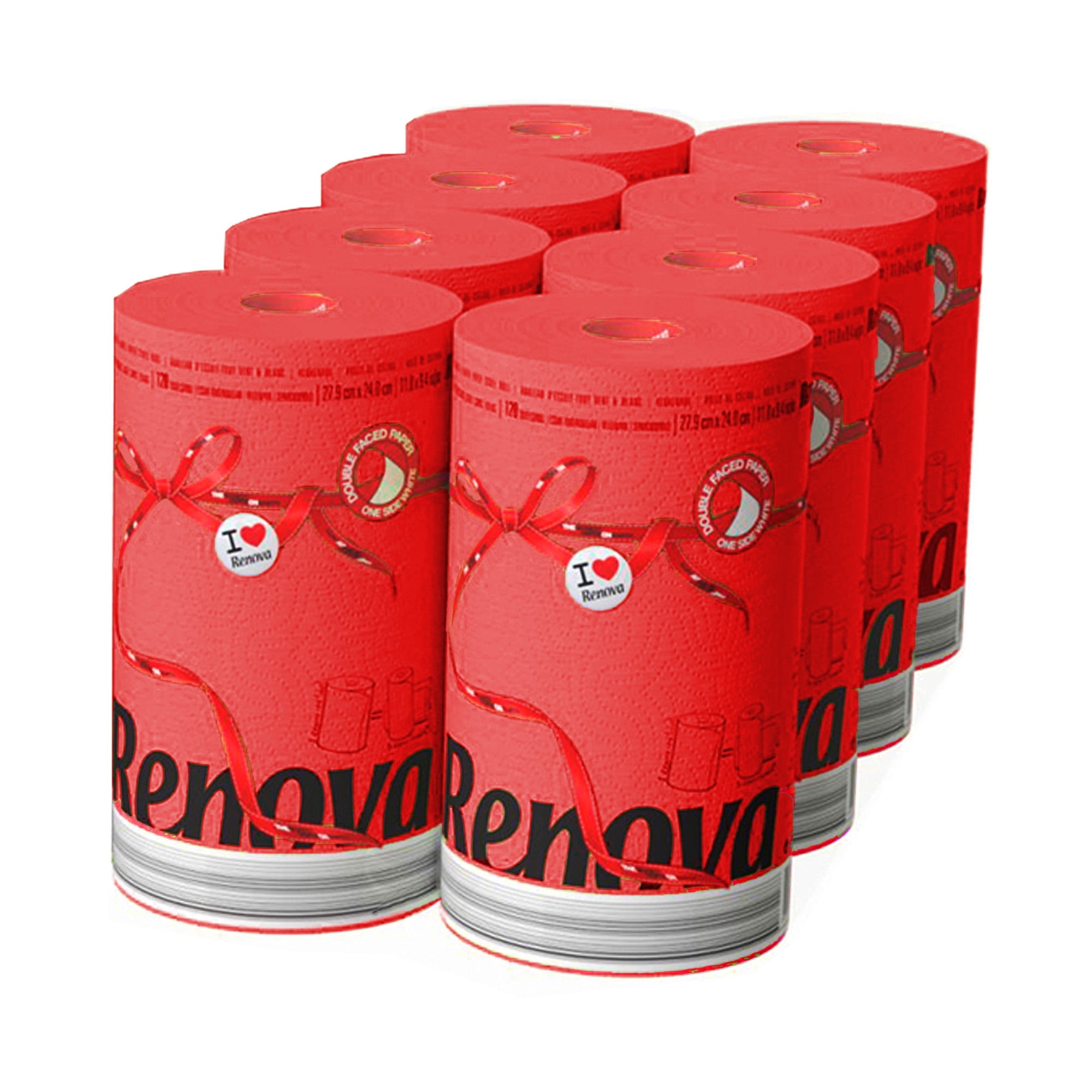 Renova Red Paper Towels, 8 Rolls, 120 Sheets Per Roll - Walmart.com
