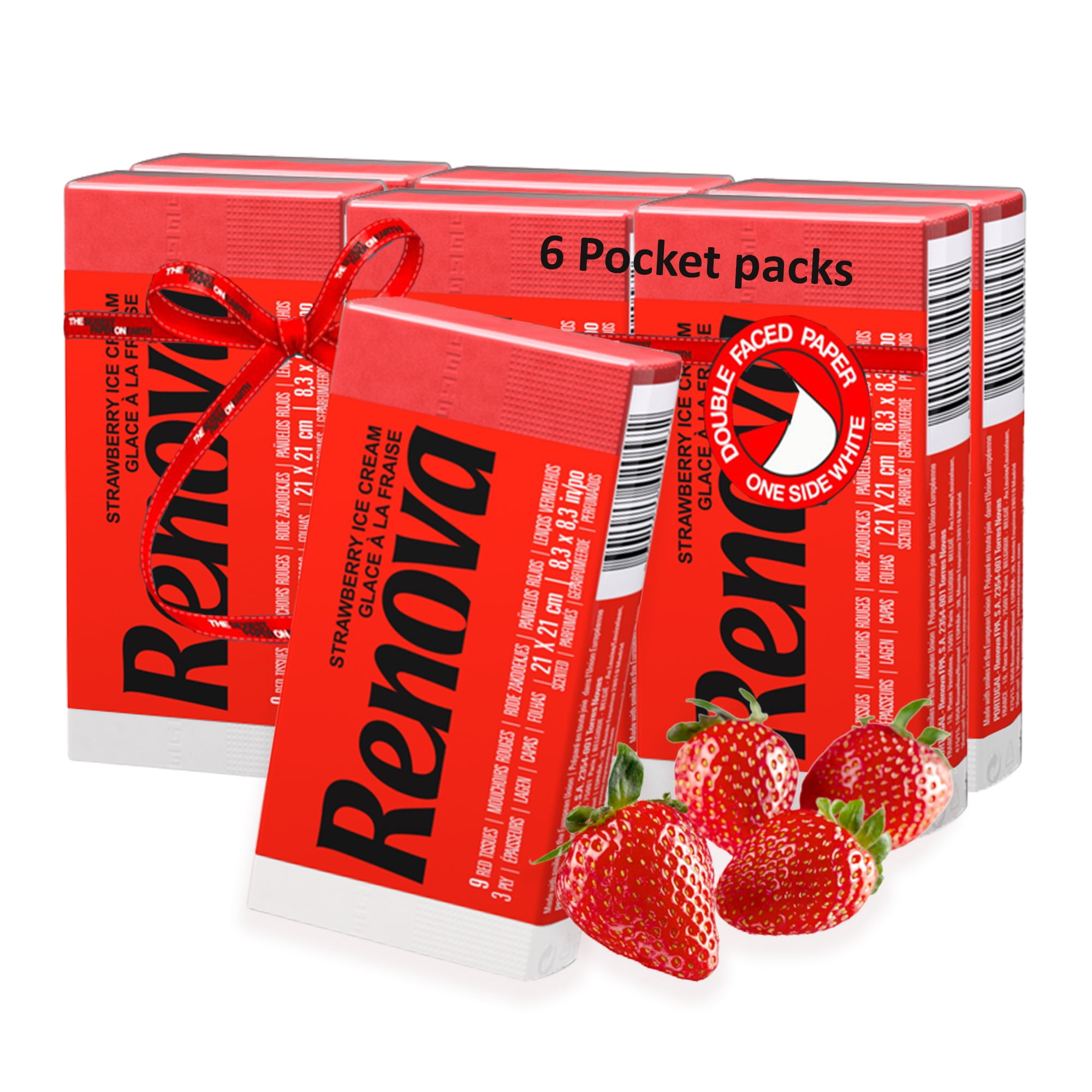 Renova Red Strawberry Pocket Facial Tissue, 6 Packs, 9 Tissues Per Pack - Walmart.com