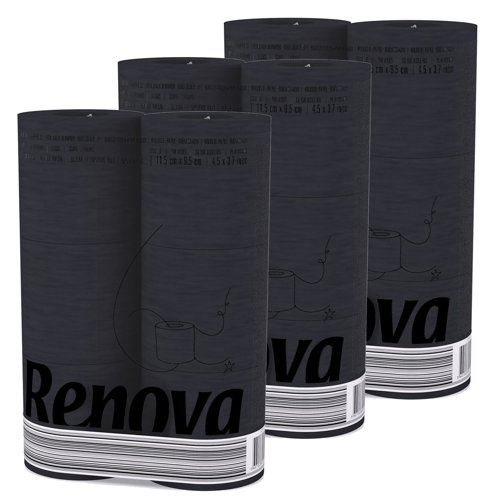 Renova Scented Colored Toilet Paper Packs 3-Ply Bath Tissue Black 3 ...