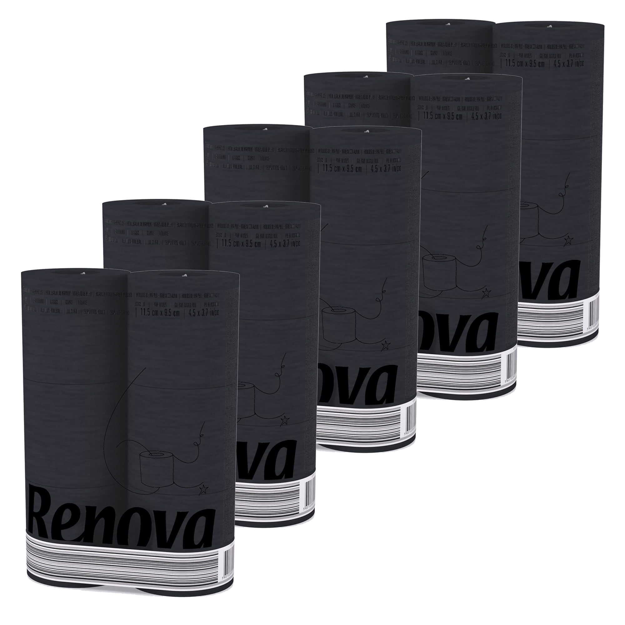 Renova Scented Colored Toilet Paper Packs 3-Ply Bath Tissue Black 5 ...