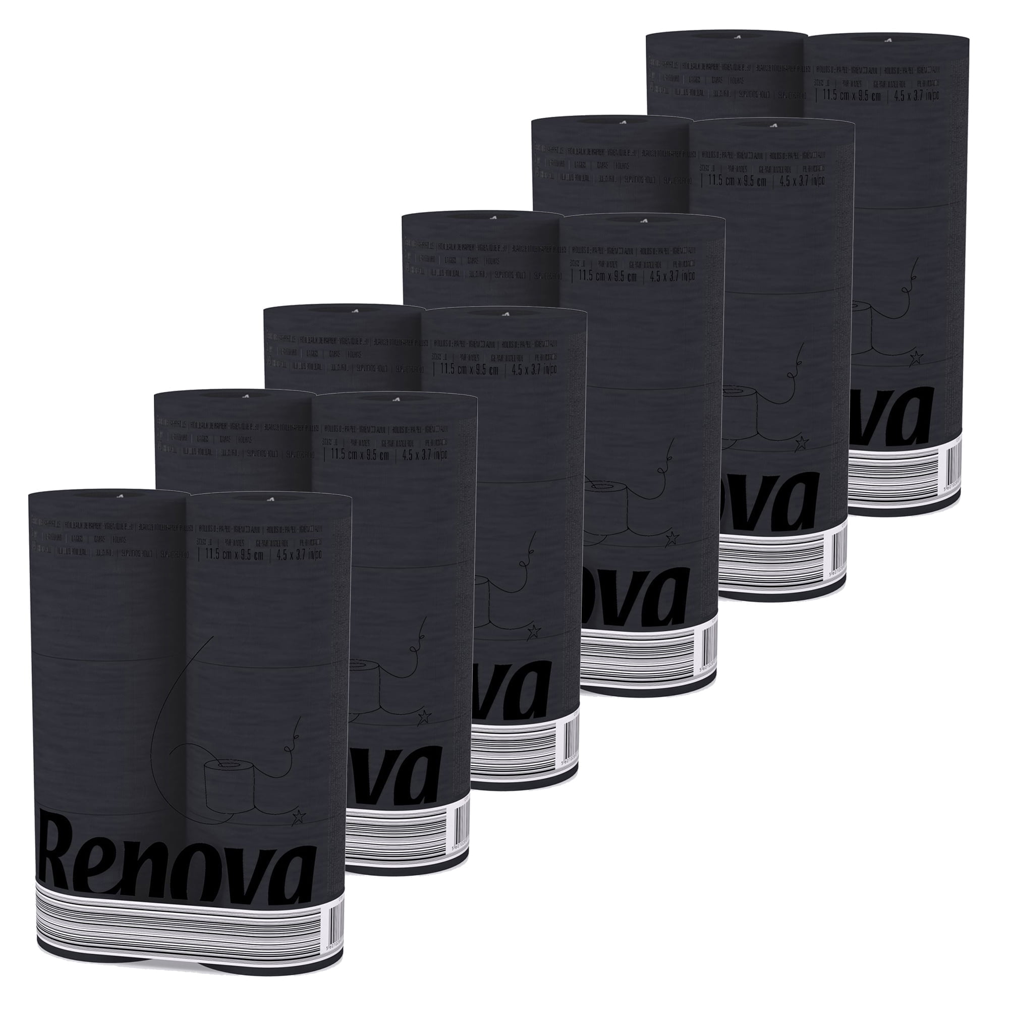 Renova Scented Colored Toilet Paper Packs 3-Ply Bath Tissue Black 6 ...