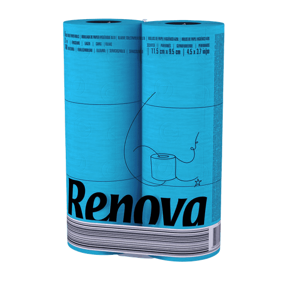 Renova Scented Colored Toilet Paper Packs 3-Ply Bath Tissue Blue 1 Pack ...