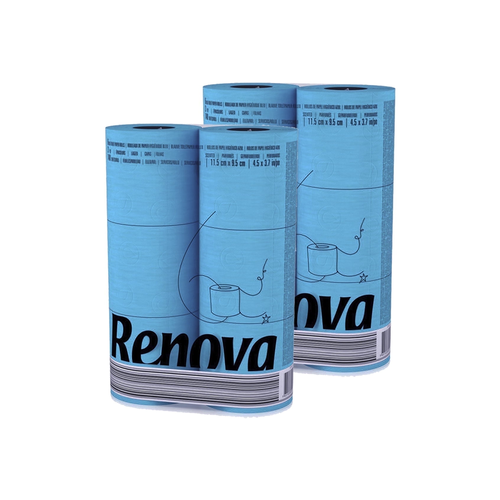 Renova Scented Colored Toilet Paper Packs 3-Ply Bath Tissue Blue 2 ...