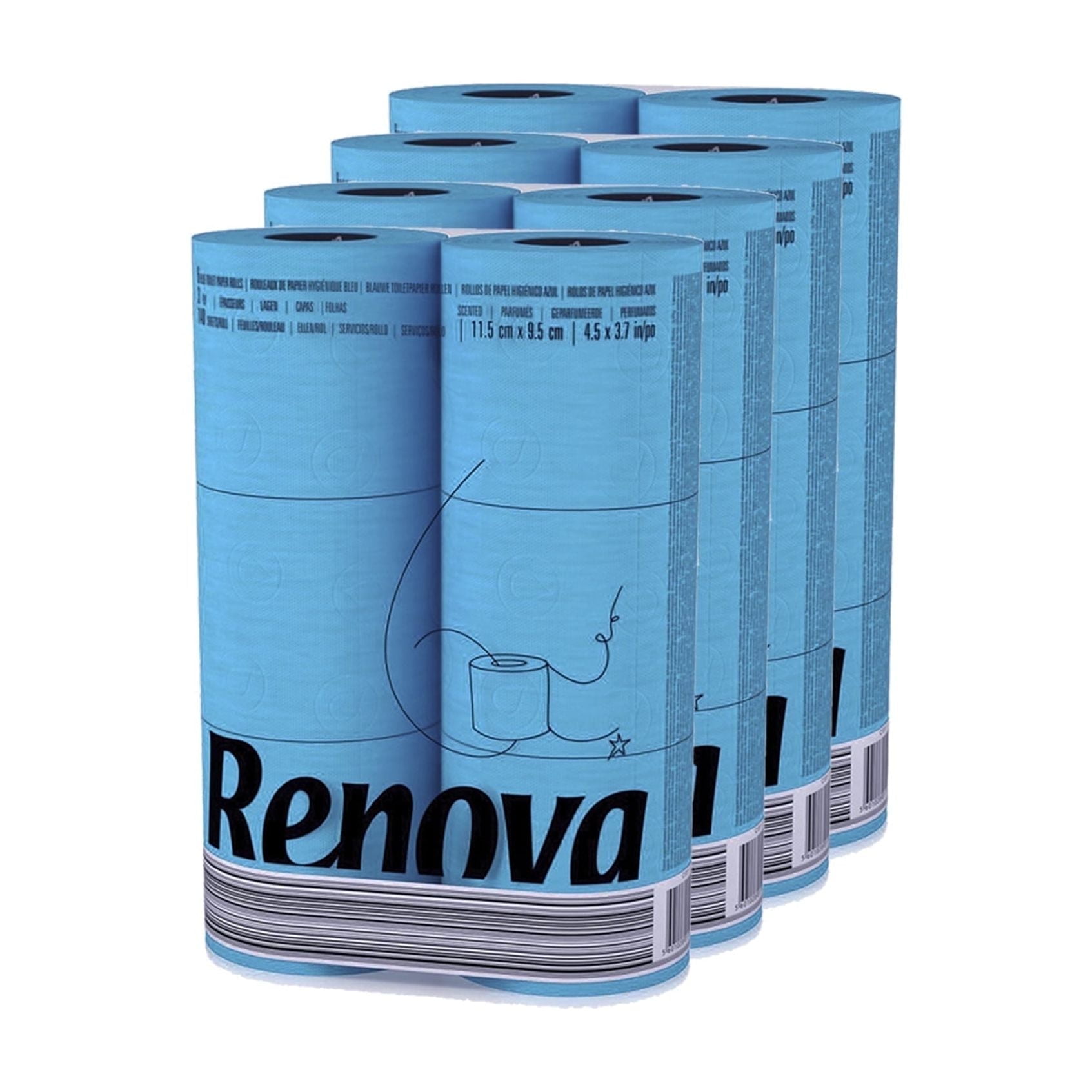 Renova Scented Colored Toilet Paper Packs 3-Ply Bath Tissue Blue 4 ...