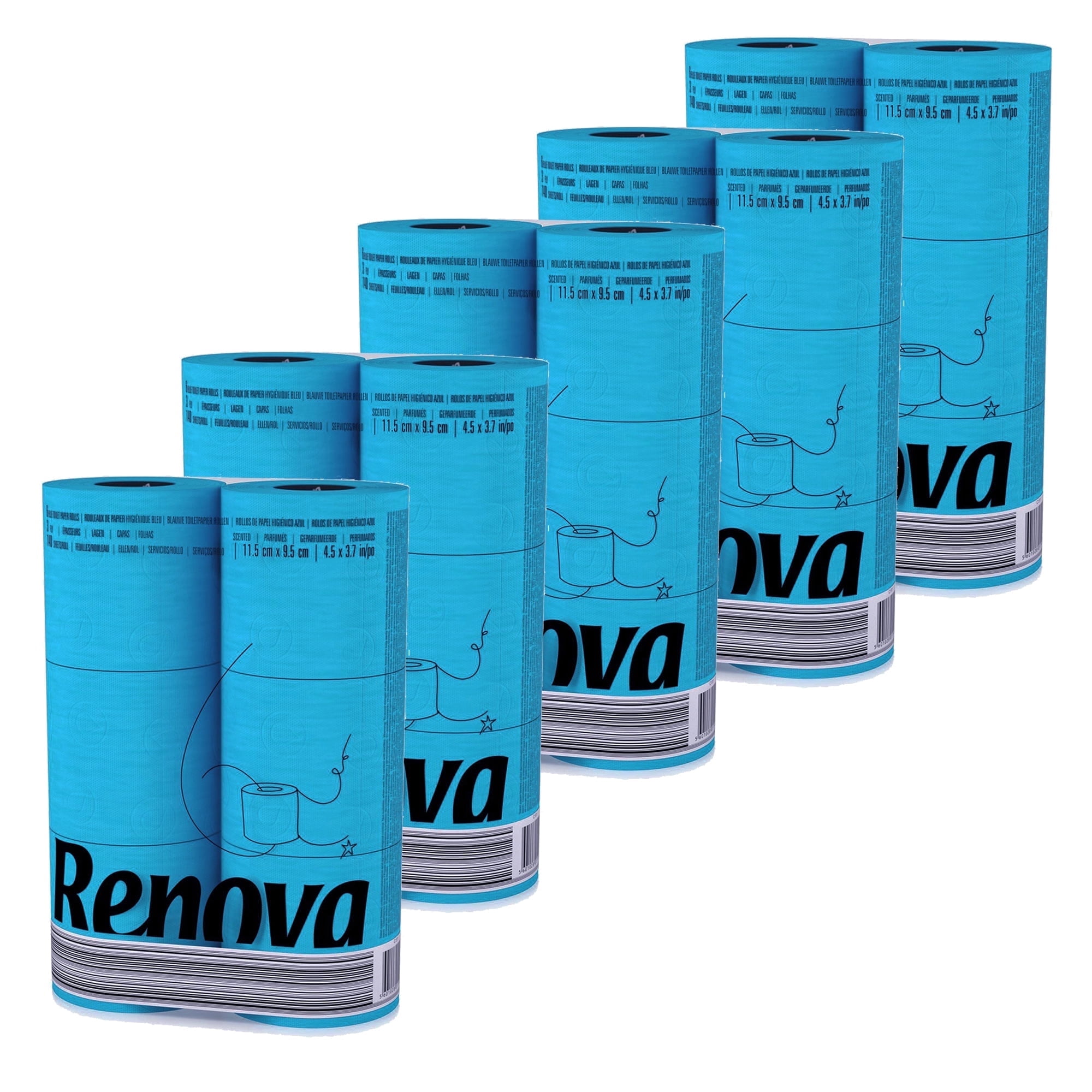 Renova Scented Colored Toilet Paper Packs 3-Ply Bath Tissue Blue 5 ...