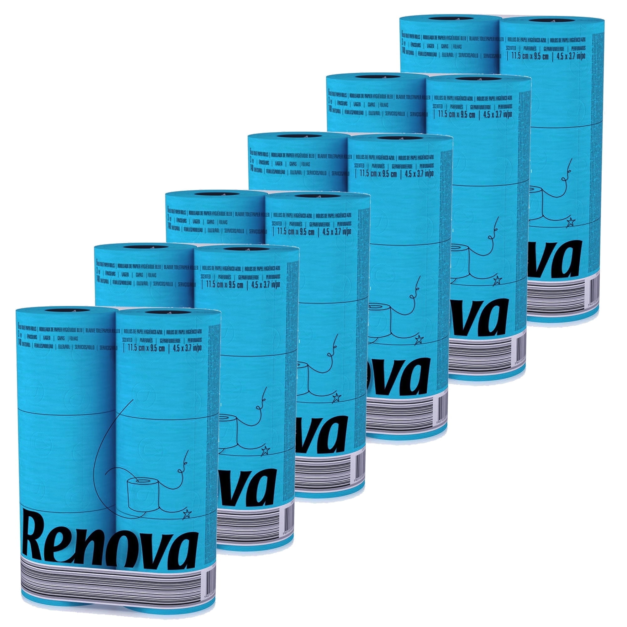 Renova Scented Colored Toilet Paper Packs 3-Ply Bath Tissue Blue 6 ...