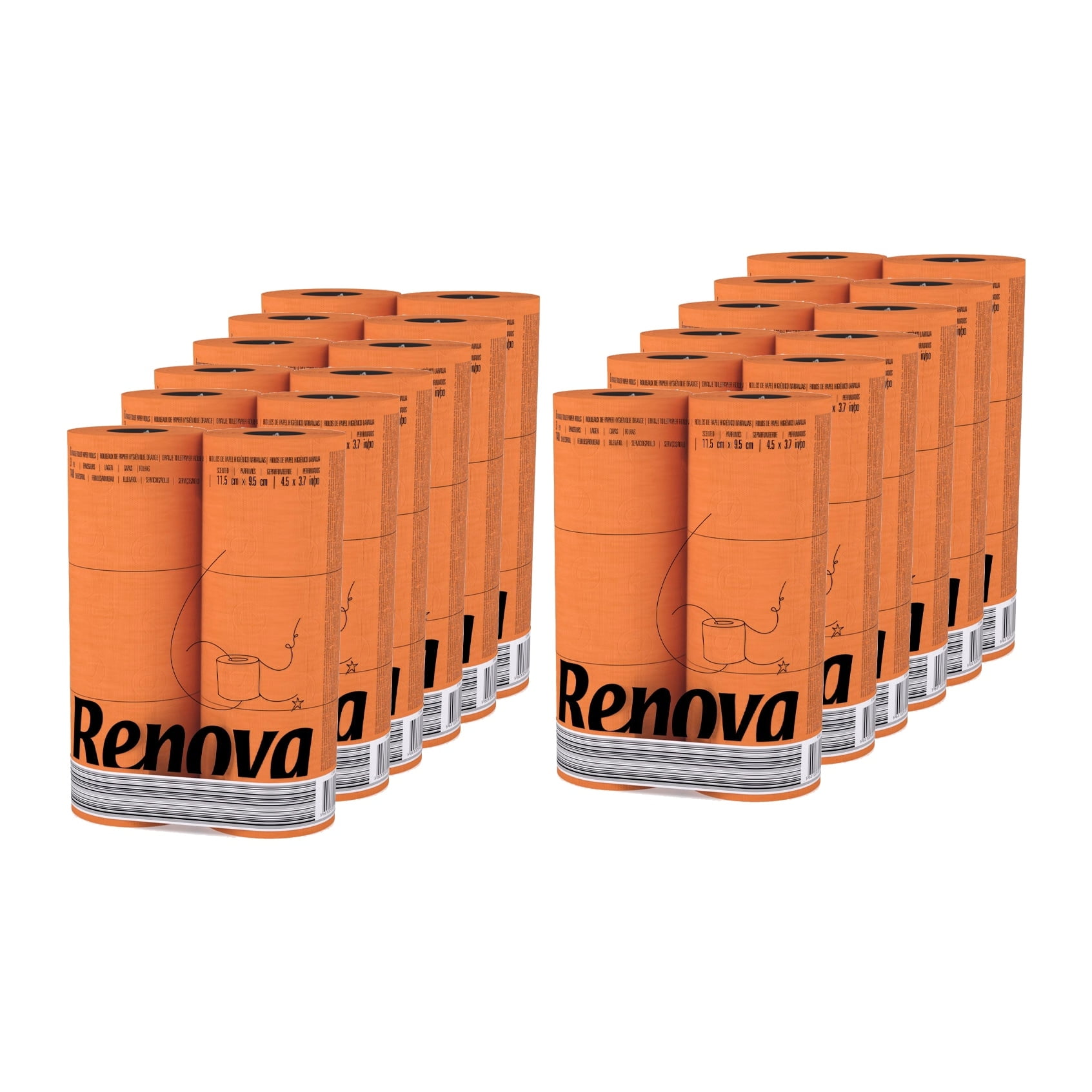 Renova Scented Colored Toilet Paper Packs 3-Ply Bath Tissue Orange 12 ...