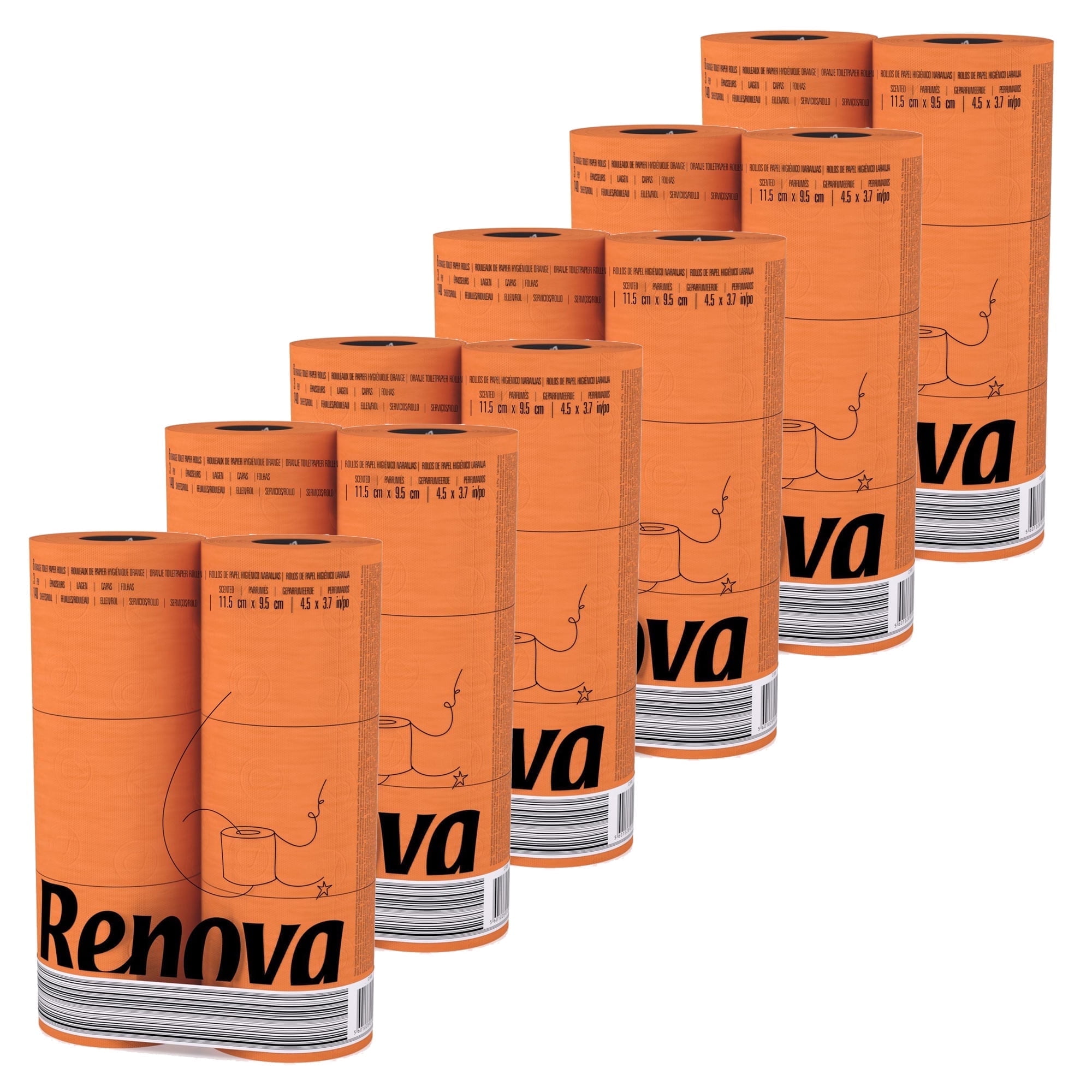 Renova Scented Colored Toilet Paper Packs 3-Ply Bath Tissue Orange 6 ...