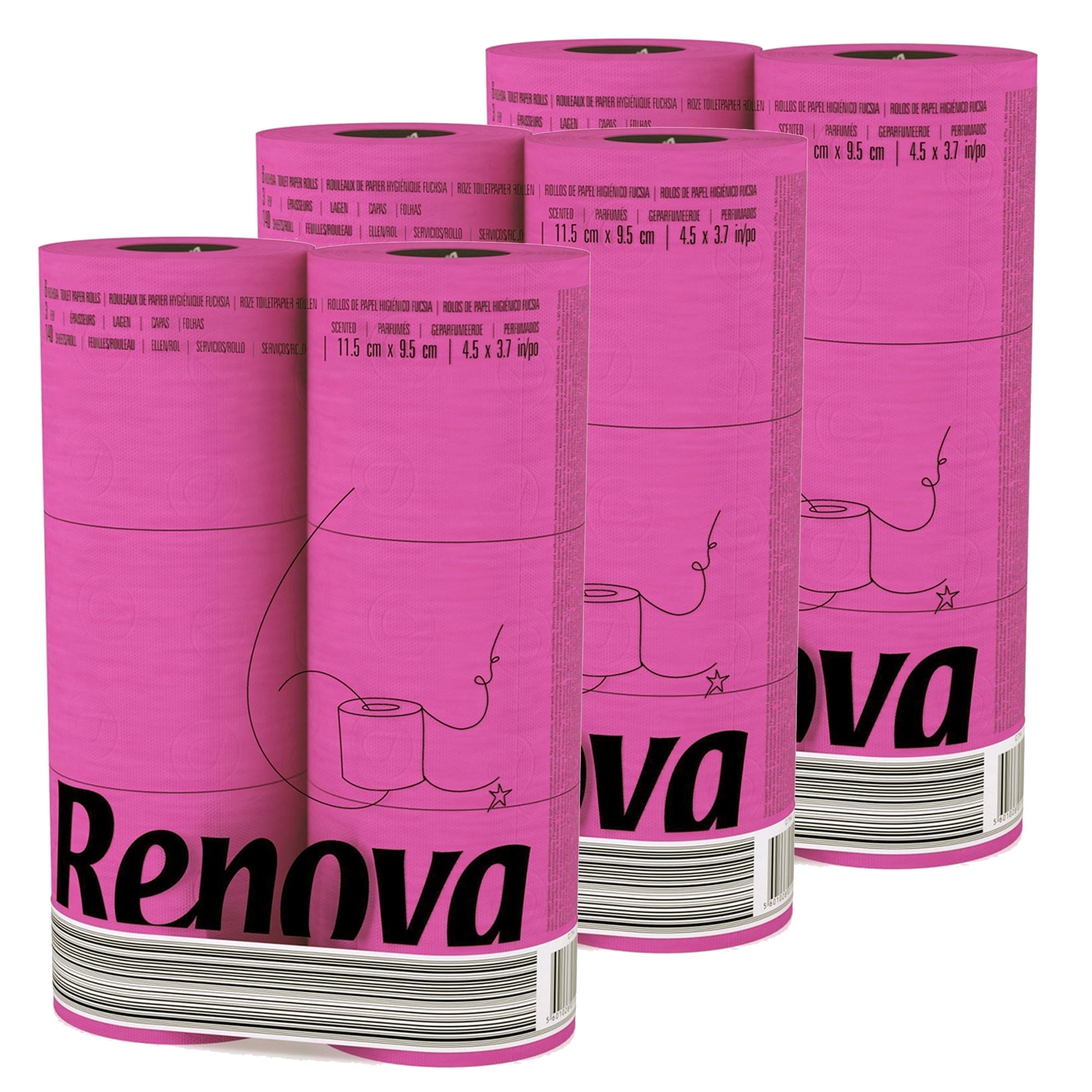 Renova 3-Ply Pink Toilet Paper, 18 Rolls, 140 Sheets/Roll, FSC ...