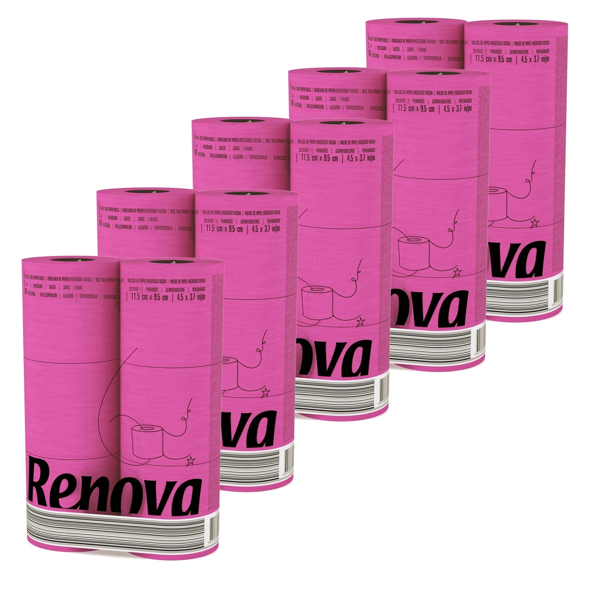 Renova Scented Colored Toilet Paper Packs 3-Ply Bath Tissue Pink 5 ...