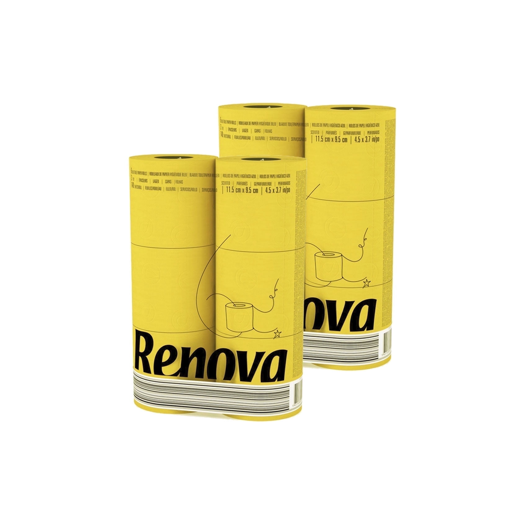 Renova Scented Colored Toilet Paper Packs 3-Ply Bath Tissue Yellow 2 ...