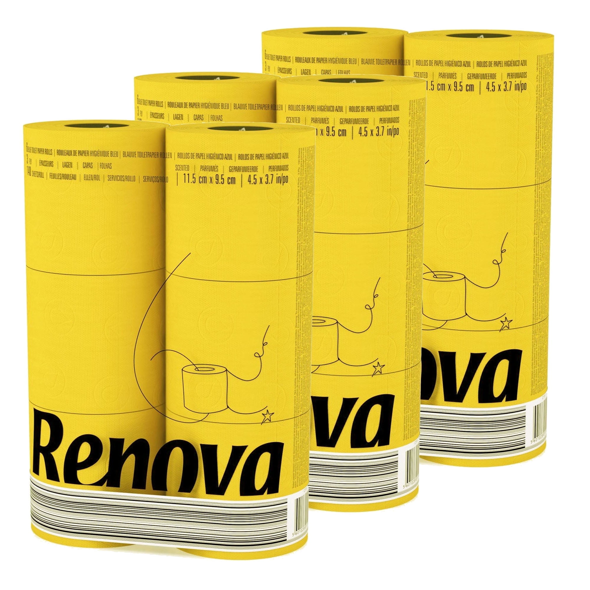 Renova Scented Colored Toilet Paper Packs 3-Ply Bath Tissue Yellow 3 ...