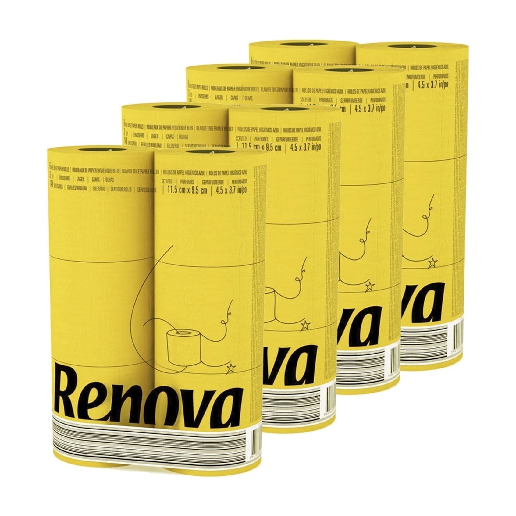 Renova Scented Colored Toilet Paper Packs 3-Ply Bath Tissue Yellow 4 ...