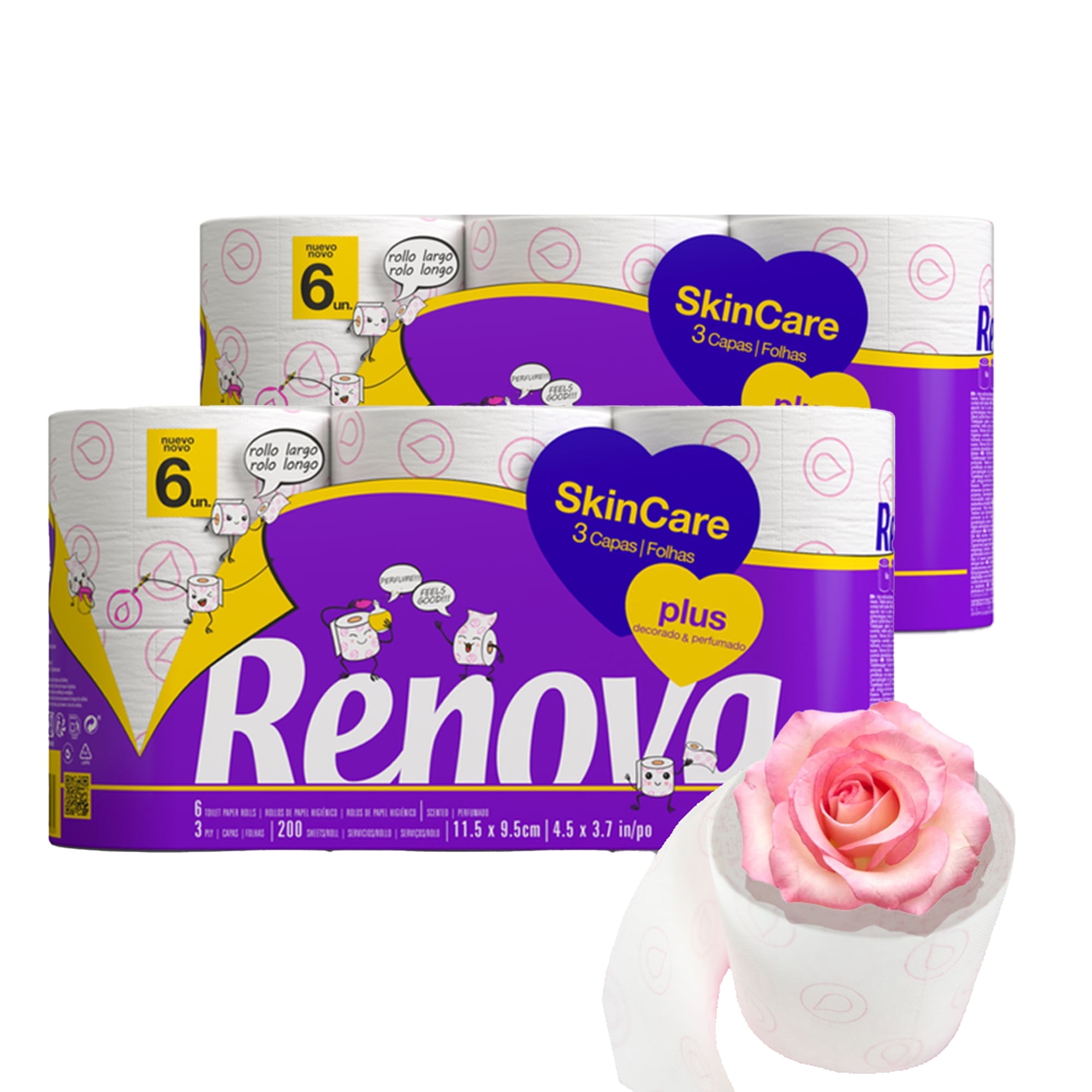 Renova Skin Care Plus Toilet Paper, 12 Rolls, 200 Sheets Per Roll ...