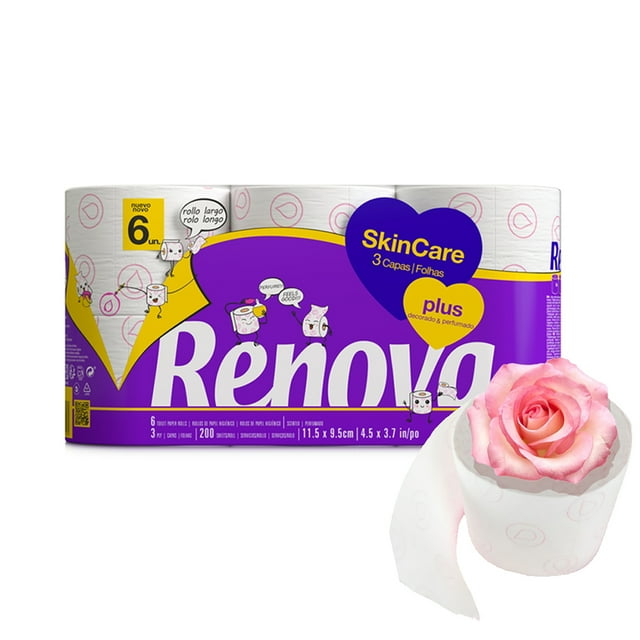 Renova Skin Care Plus Toilet Paper, 6 Rolls, 200 Sheets Per Roll ...