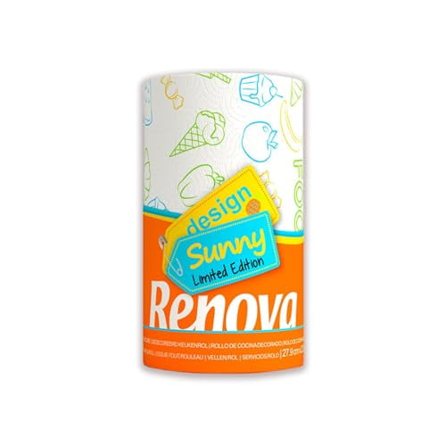 Renova Sunny Design 2-Ply Kitchen Roll Printed Food Paper Towel Jumbo ...