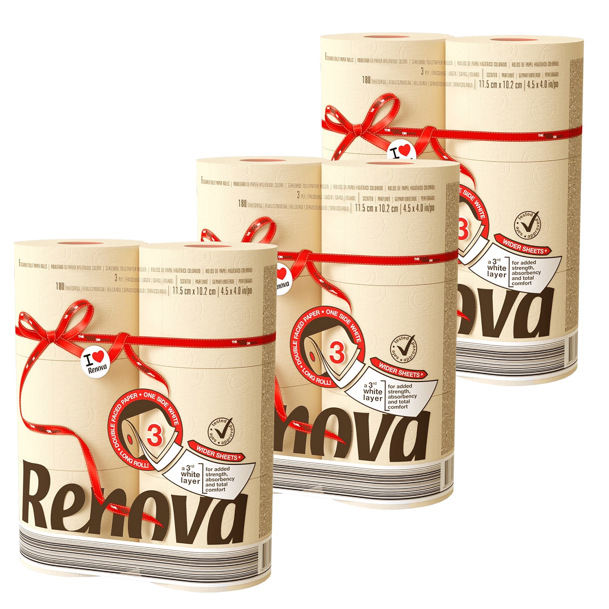 Renova Vanilla Jumbo Toilet Paper, 18 Rolls, 180 Sheets Per Roll ...
