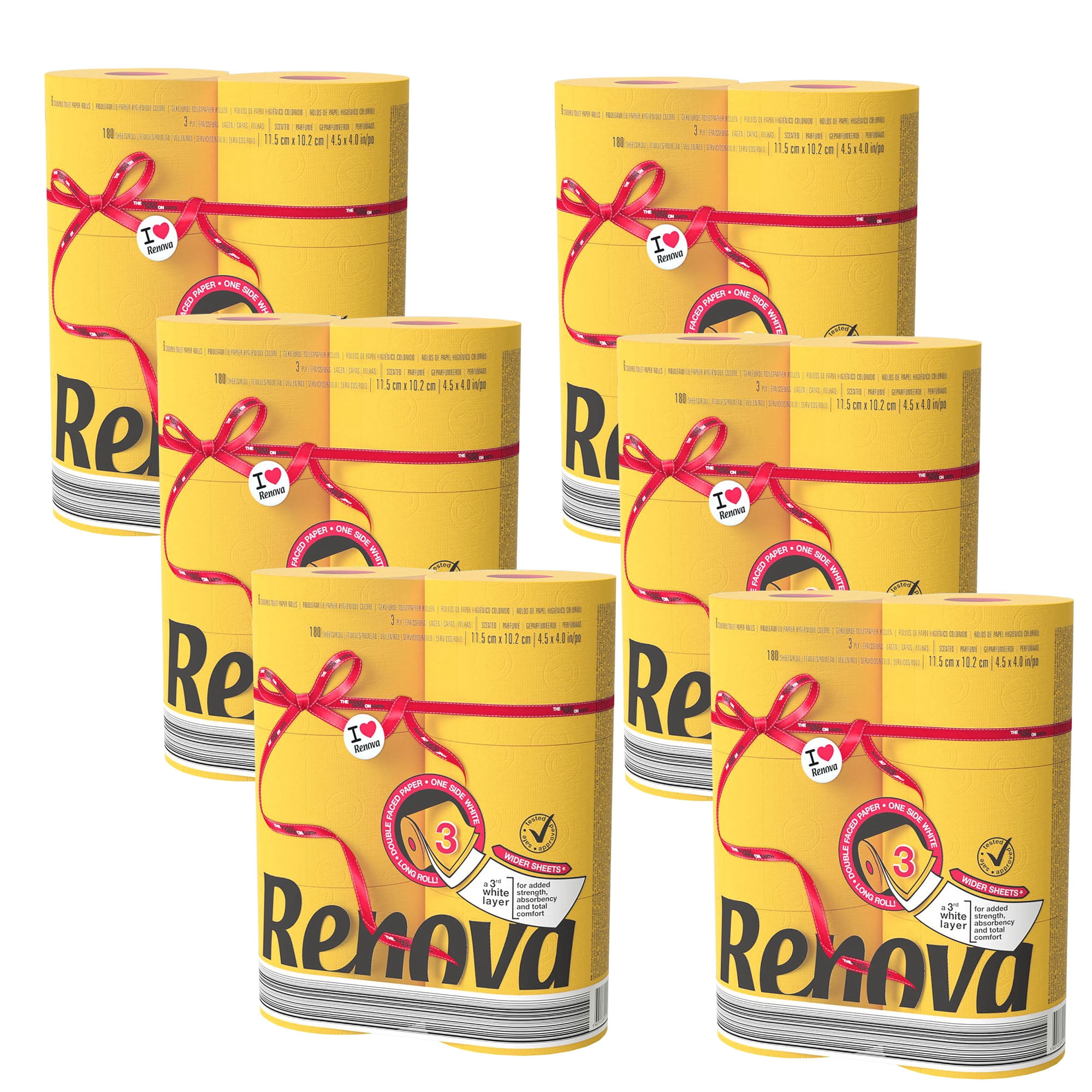 Renova Yellow Jumbo Toilet Paper, 36 Rolls, 180 Sheets Per Roll ...