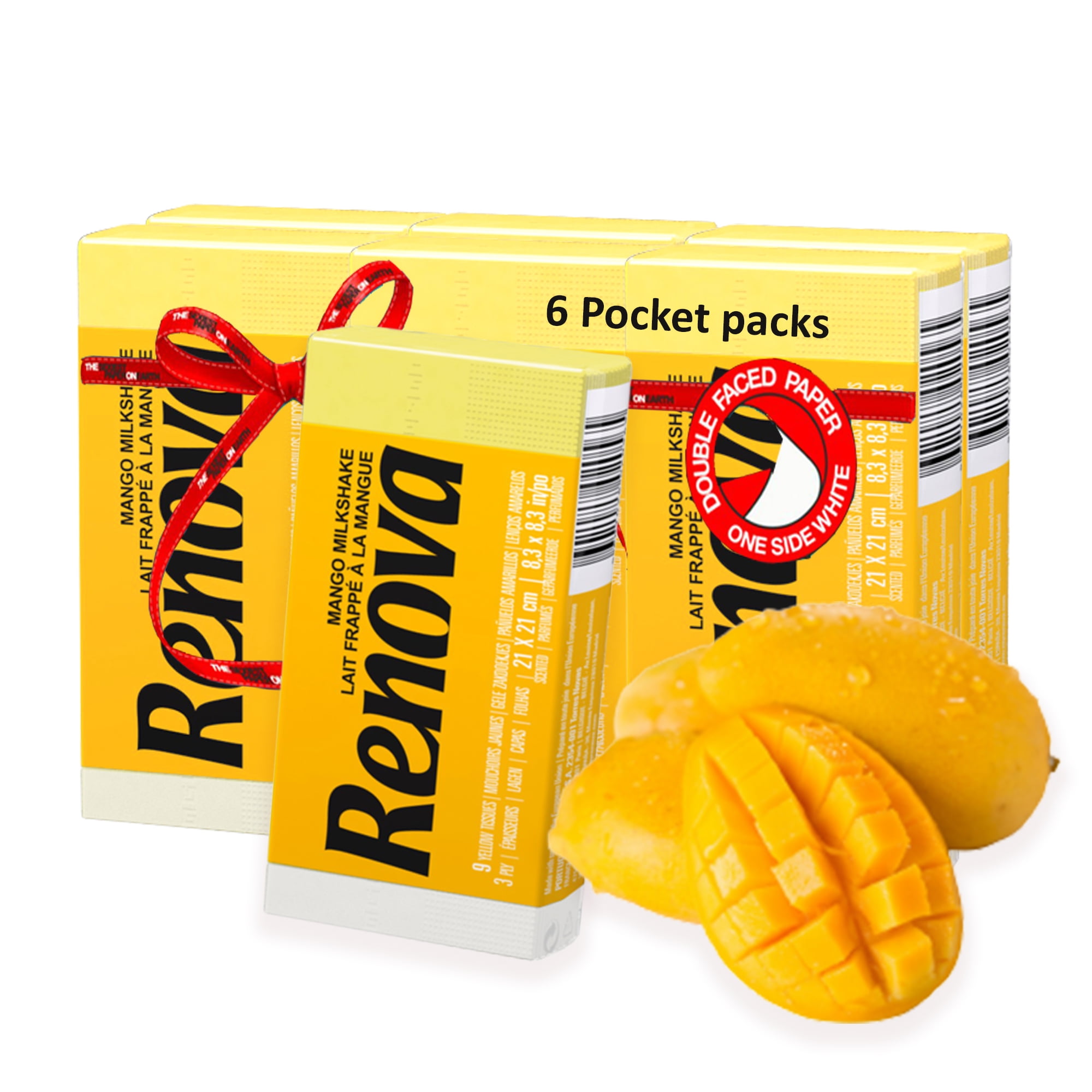 Renova Yellow Mango Pocket Facial Tissue, 6 Packs, 9 Tissues Per Pack ...