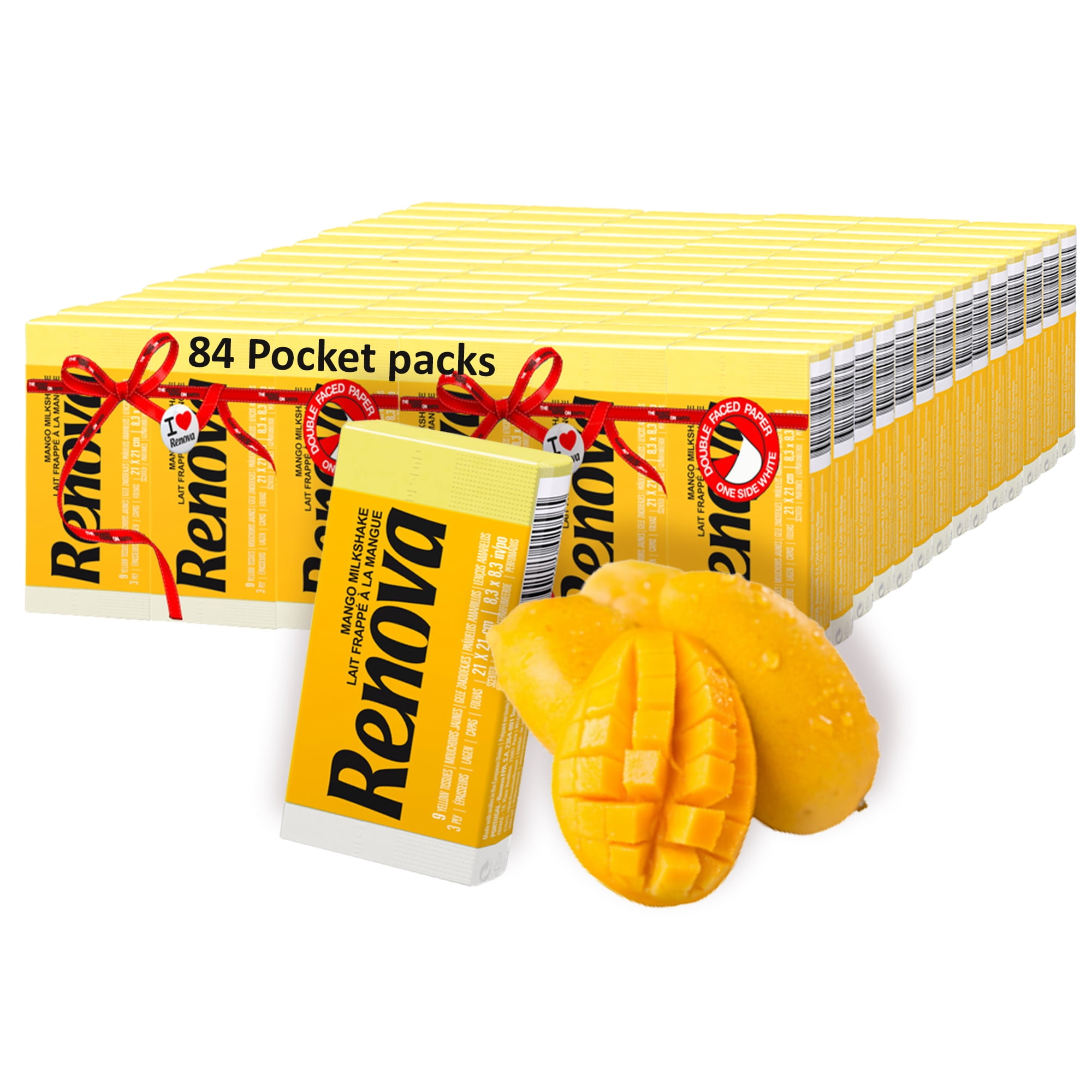 Renova Yellow Mango Pocket Facial Tissue, 84 Packs, 9 Tissues Per Pack ...