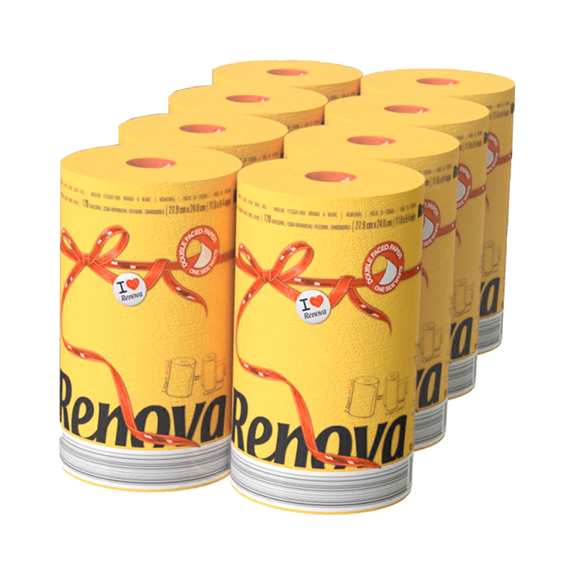 Renova Yellow Paper Towels, 8 Rolls, 120 Sheets Per Roll - Walmart.com