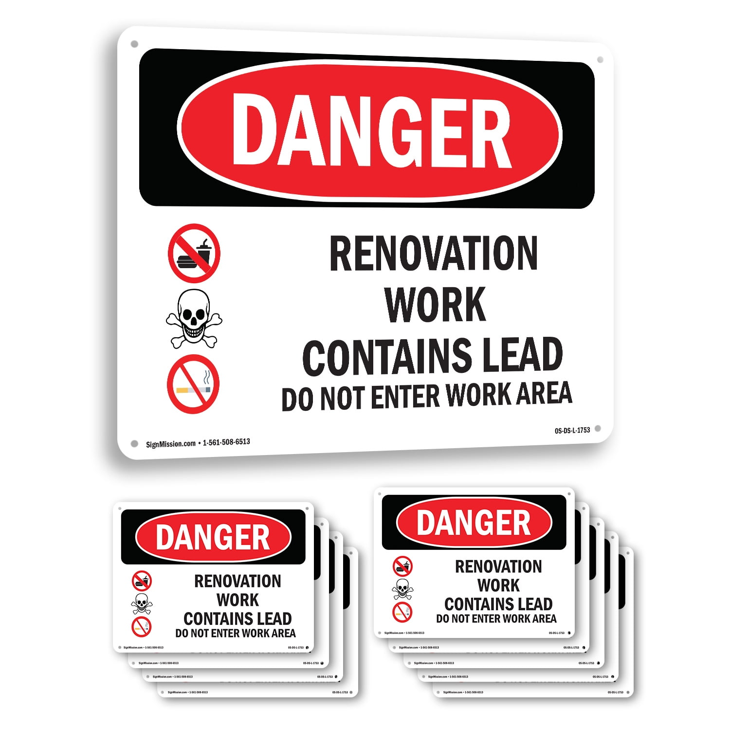 Renovation Work Contains Lead Do Not Enter OSHA Danger Rigid Plastic ...