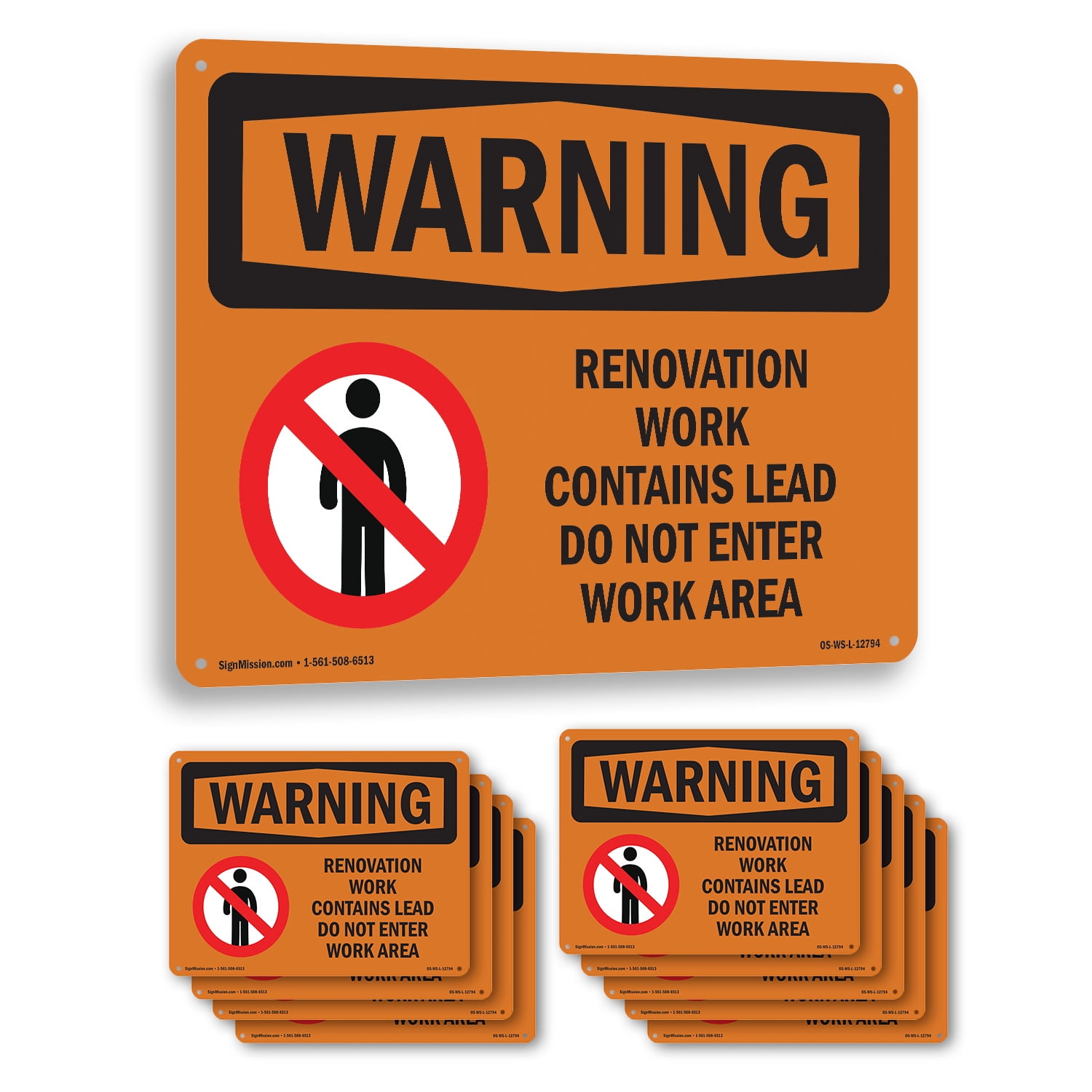 Renovation Work Contains Lead Do Not Enter OSHA WARNING Rigid Plastic ...