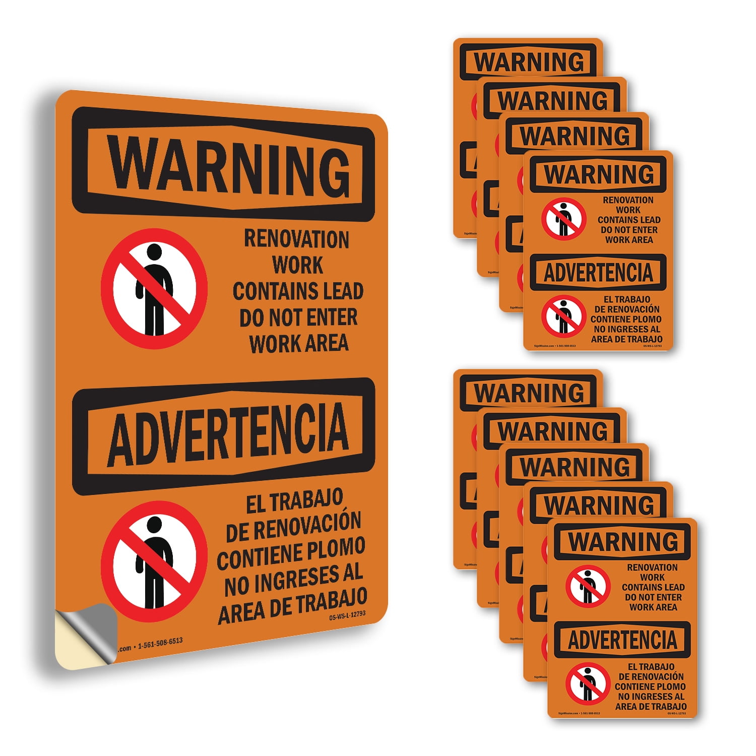 Renovation Work Contains Lead Do Not Enter OSHA WARNING Vinyl Decal ...