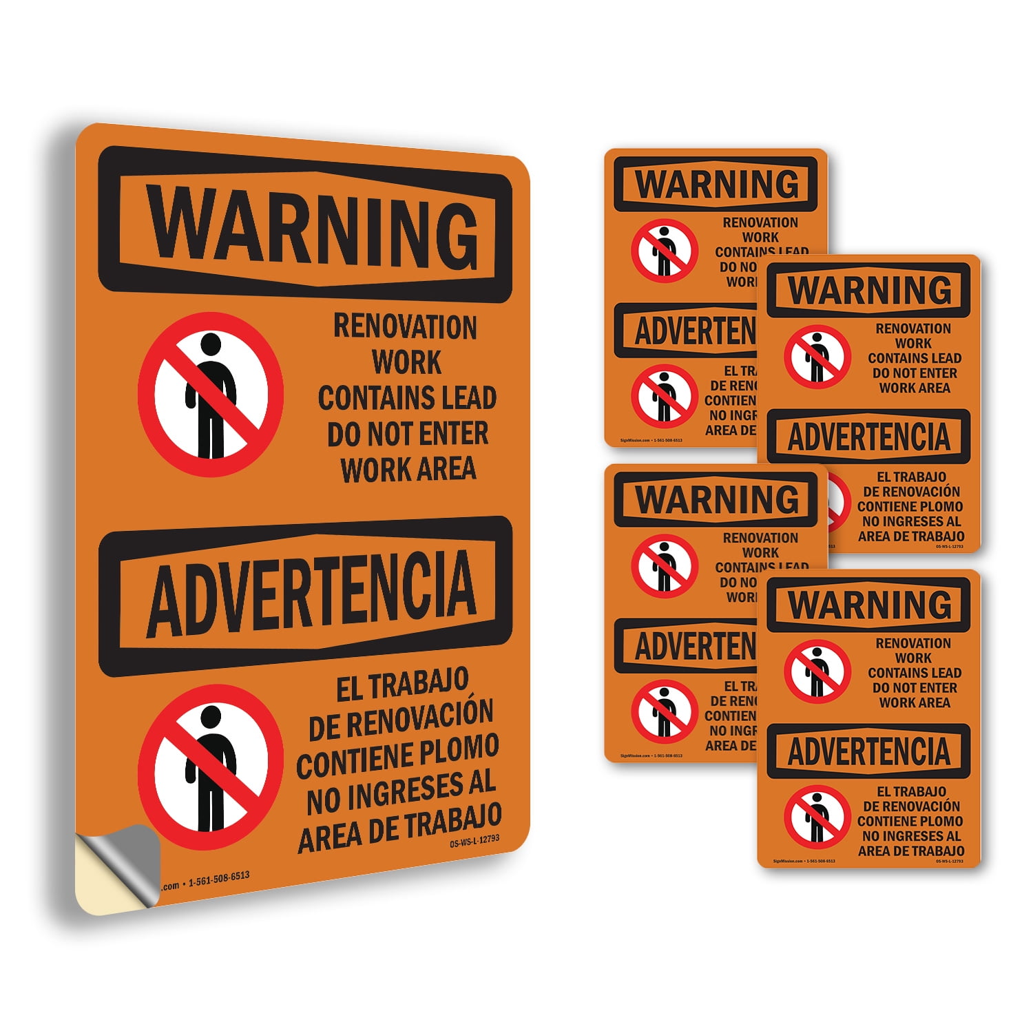 Renovation Work Contains Lead Do Not Enter OSHA WARNING Vinyl Decal ...