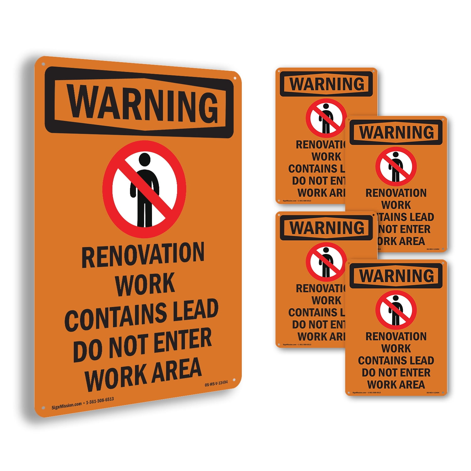 Renovation Work Contains With Symbol OSHA WARNING Aluminum Sign 24 Inch ...