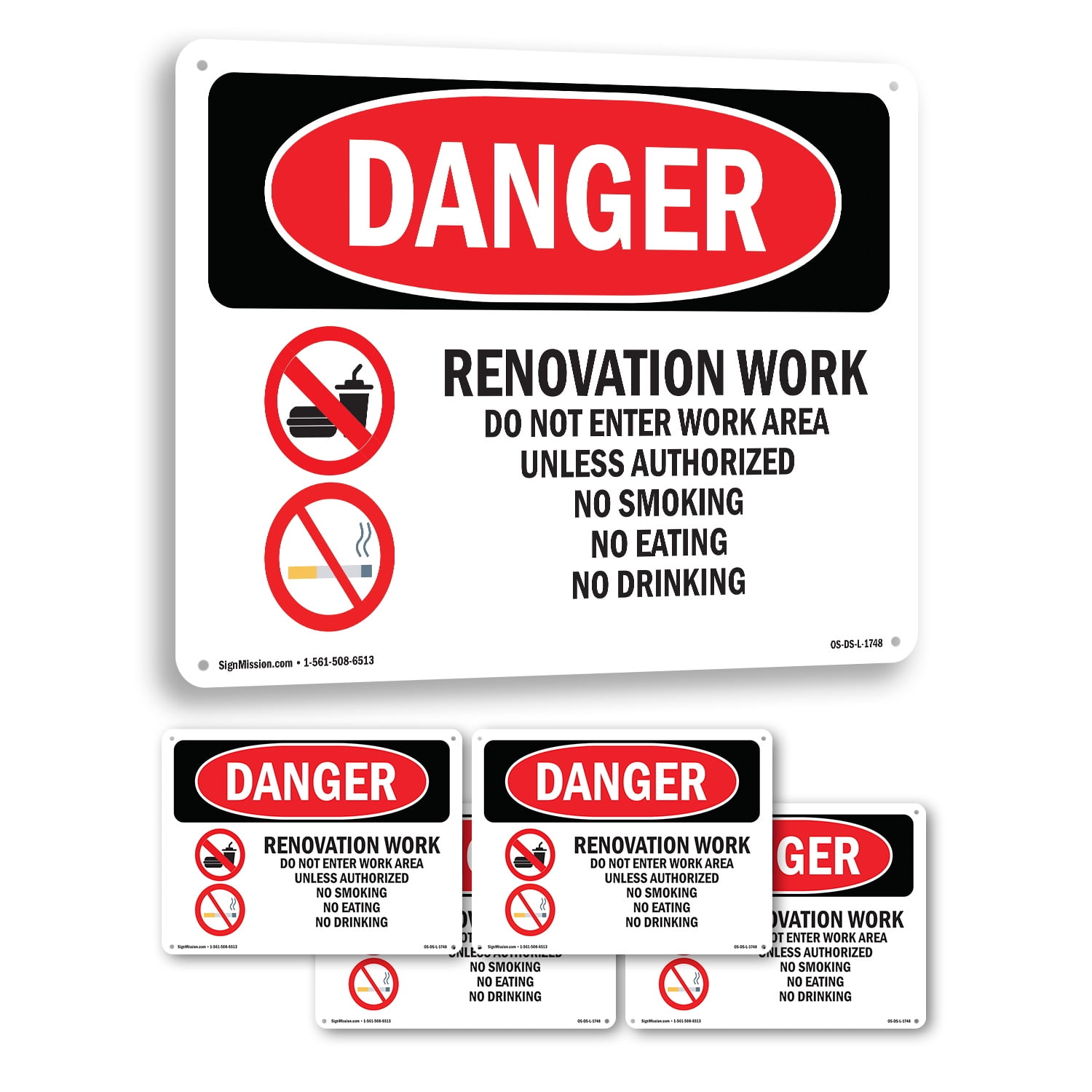 Renovation Work Do Not Enter Work Area OSHA Danger Aluminum Sign 10 ...
