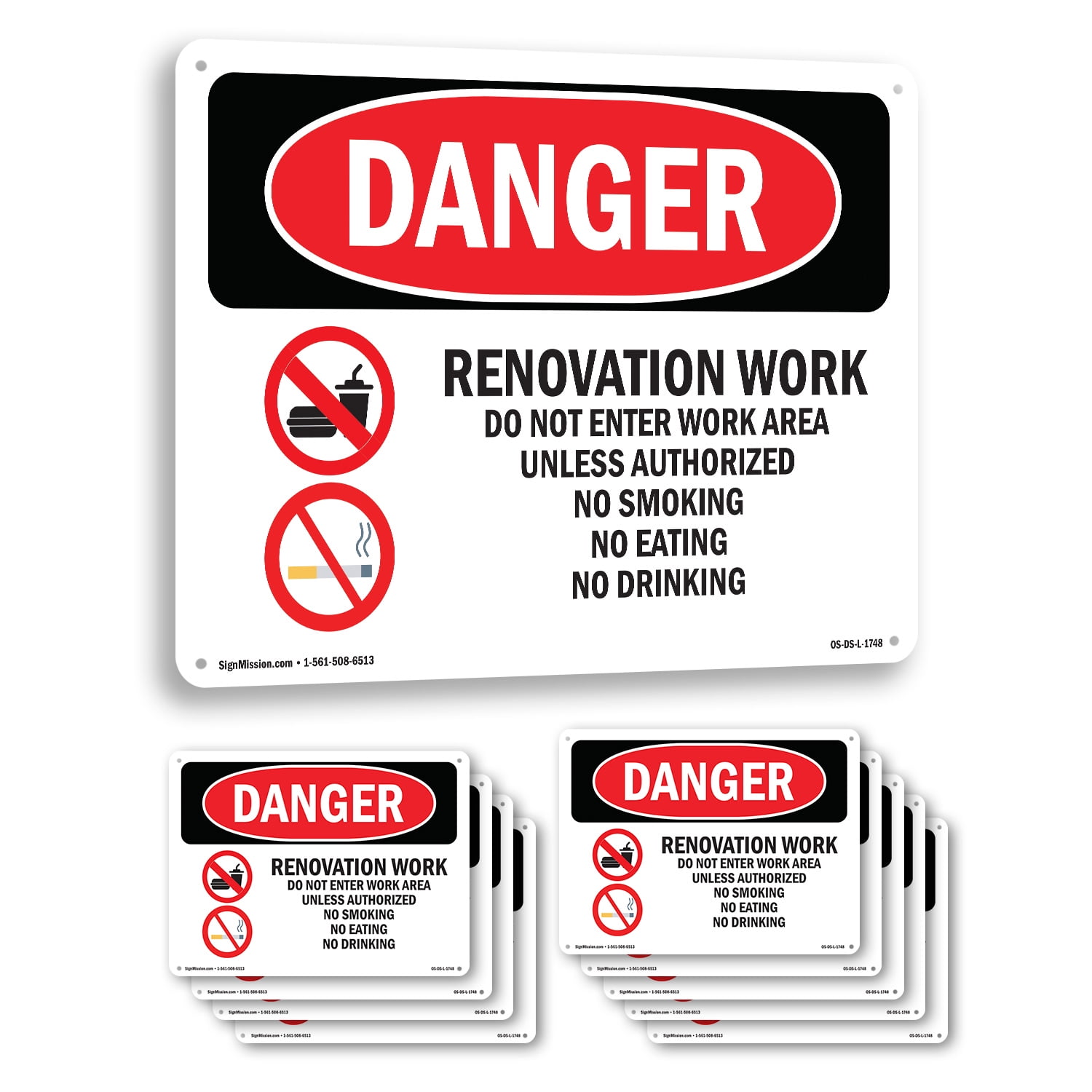 Renovation Work Do Not Enter Work Area OSHA Danger Aluminum Sign 18 ...
