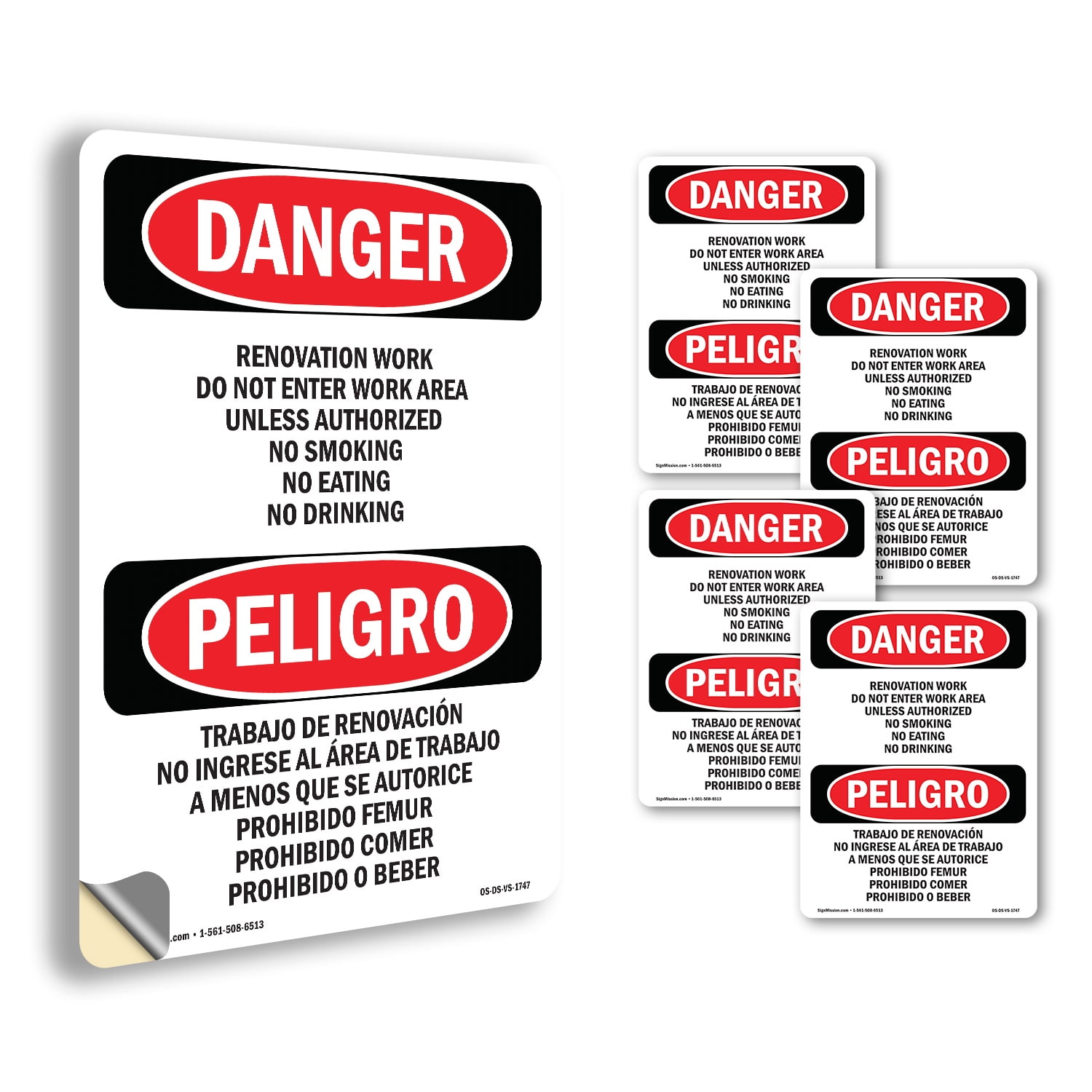 Renovation Work Do Not Enter Work Area OSHA Danger Vinyl Decal Label 7 ...