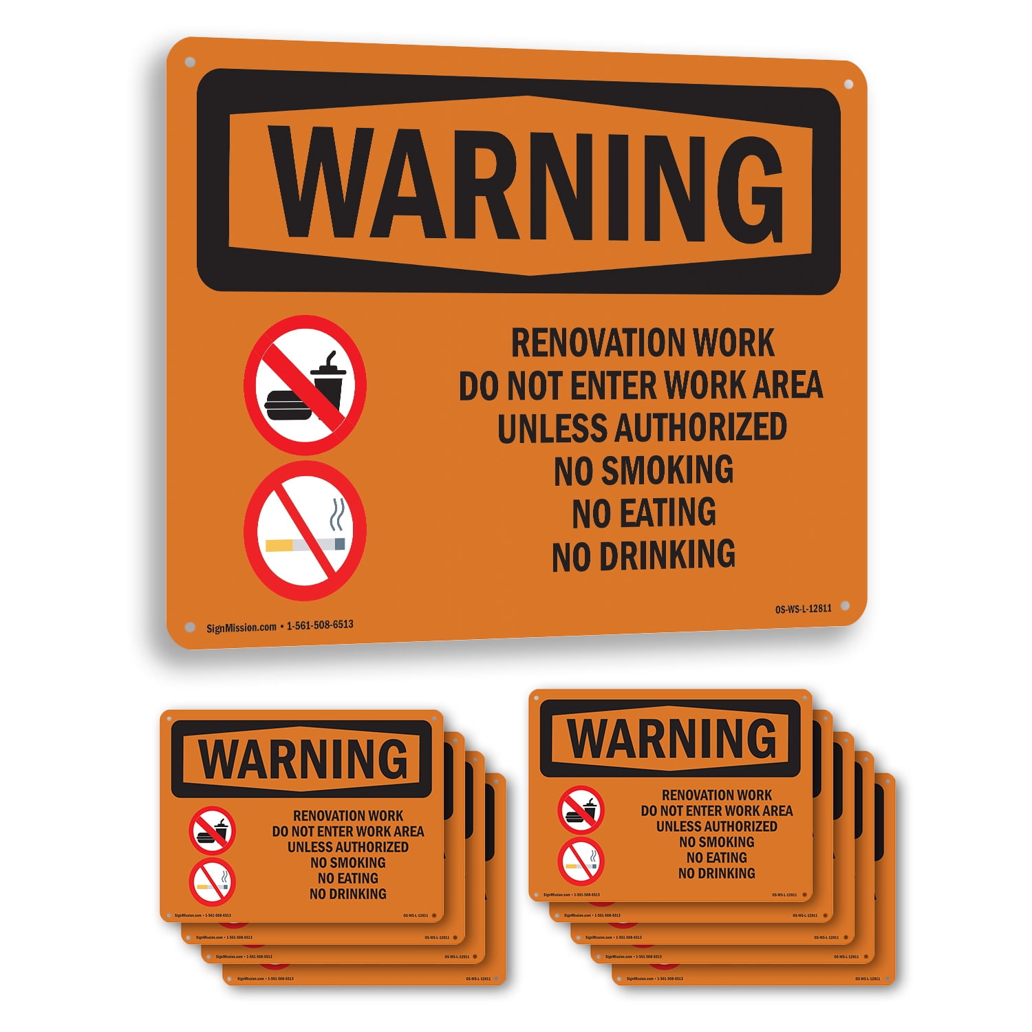 Renovation Work Do Not Enter Work Area OSHA WARNING Rigid Plastic Sign ...