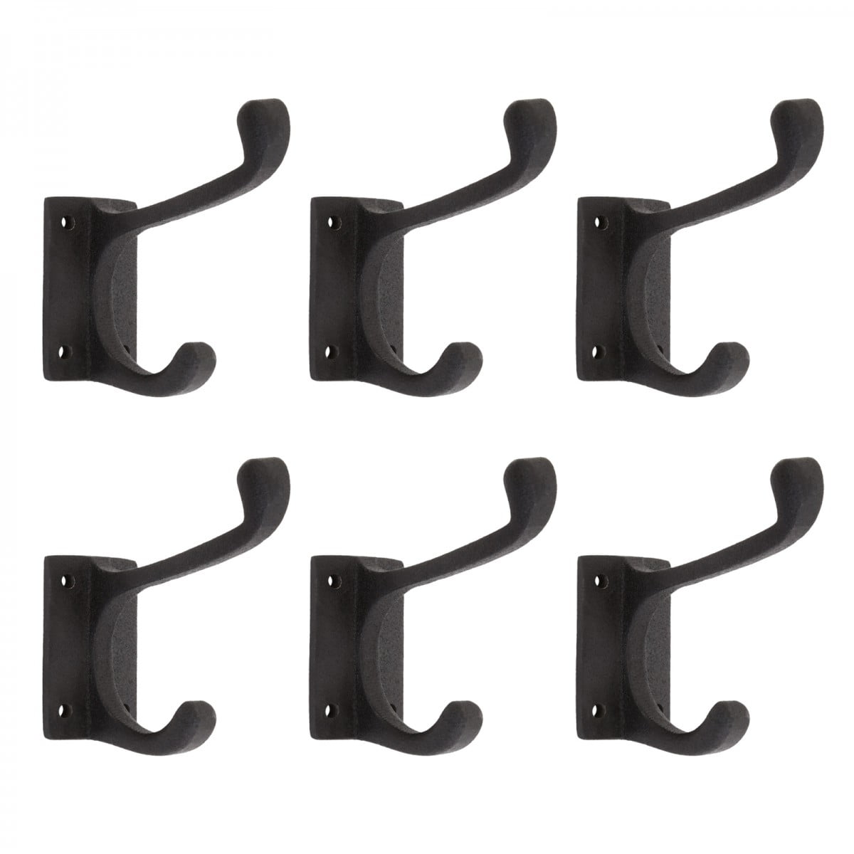 Renovator's Supply Black Wrought Iron Double Coat Robe Hooks 4 in. L Rustic Entry Way Hat or ...