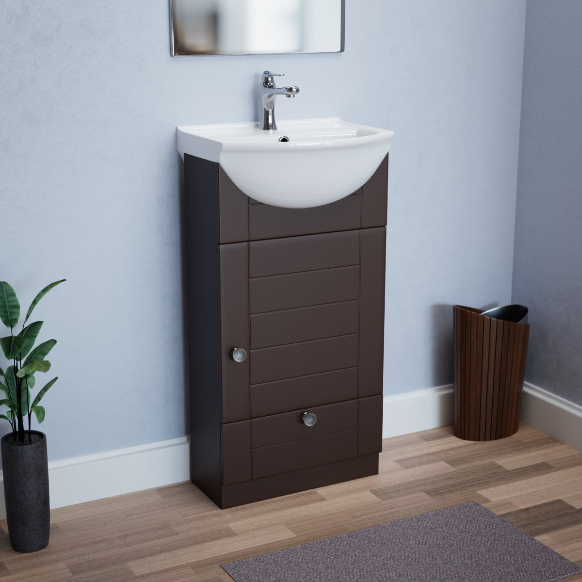 Renovators Supply Dark Brown Bathroom Vanity Cabinet with White Sink ...