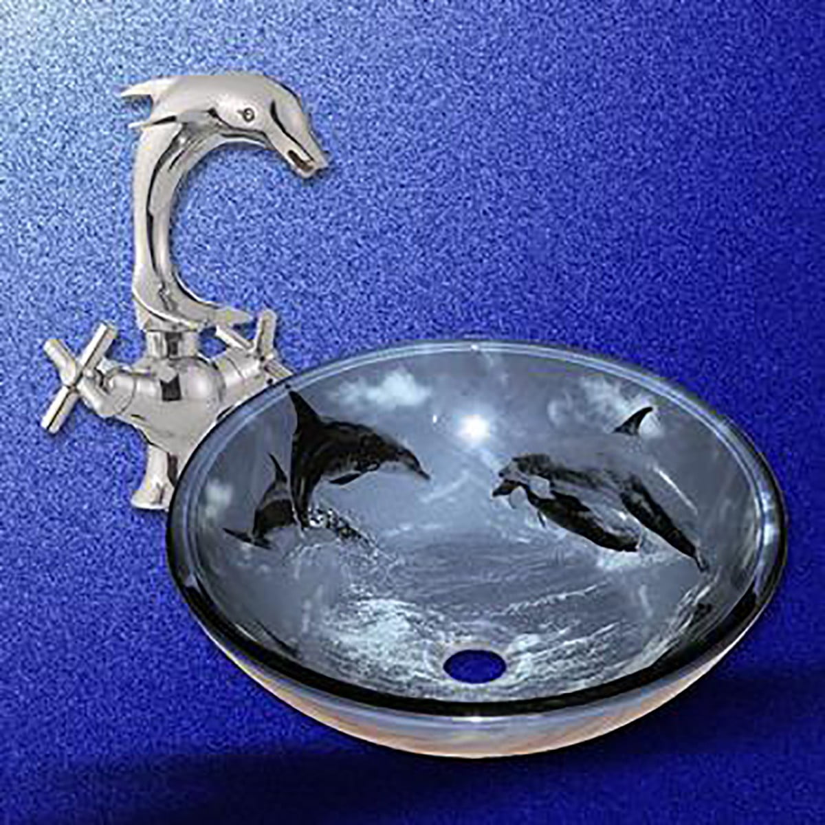 Renovator's Supply Dolphin Design Bathroom Tempered Glass Vessel Sink ...