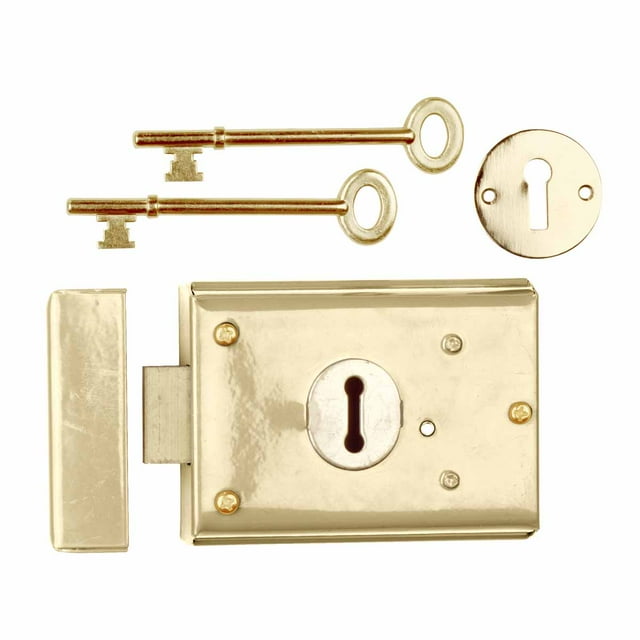 Renovators Supply 2 Rim Lock Brass Plated Steel Rim Lock Brass-plated ...