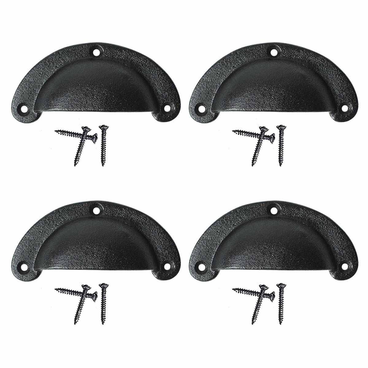 Renovators Supply Black Cabinet Cup Bin Pull 3.65" W x 1.7" H Antique ...