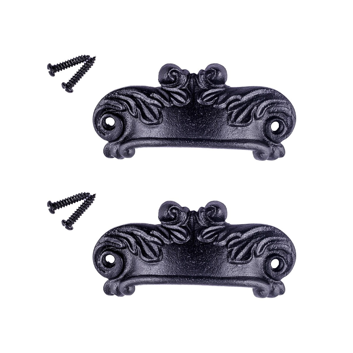 Black Wrought Iron Drawer Cabinet Cup Bin Pull 4" W x 1.5" H Colonial ...