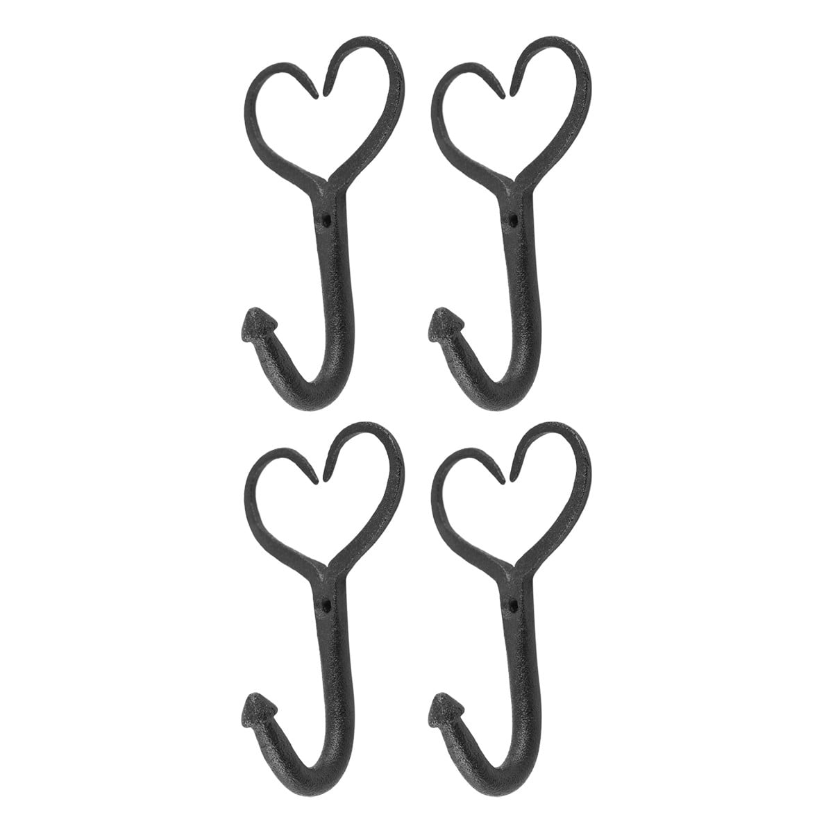 Renovators Supply Black Heart Style Coat and Robe Hooks 4 in. L Wrought ...