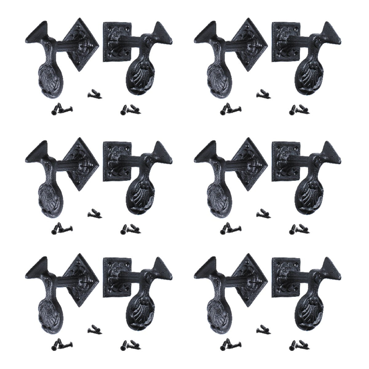 Renovators Supply Black Shutter Dogs 5.25" Seashell Shaped Wrought Iron ...