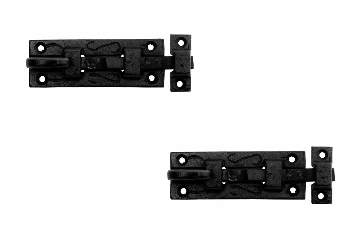 Renovators Supply Black Slide Bolt Door Latch 3 7/8" L Wrought Iron ...